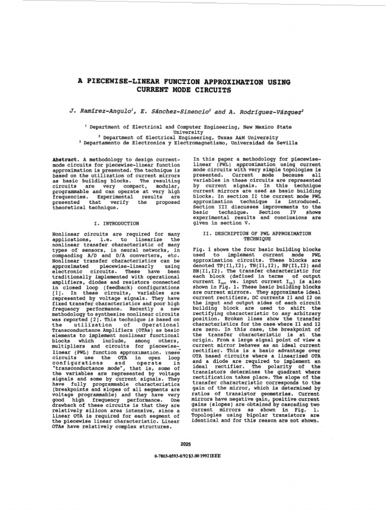 A Piecewise-linear Function Approximation Using Current Mode Circuits ...
