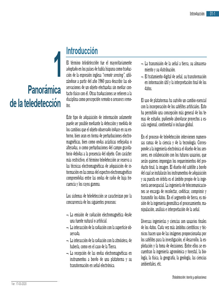 01-Panorámica de La Teledetección | PDF | Sensores remotos | Sistema de ...