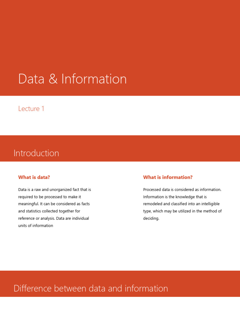 Lecture 1 Data Information | PDF