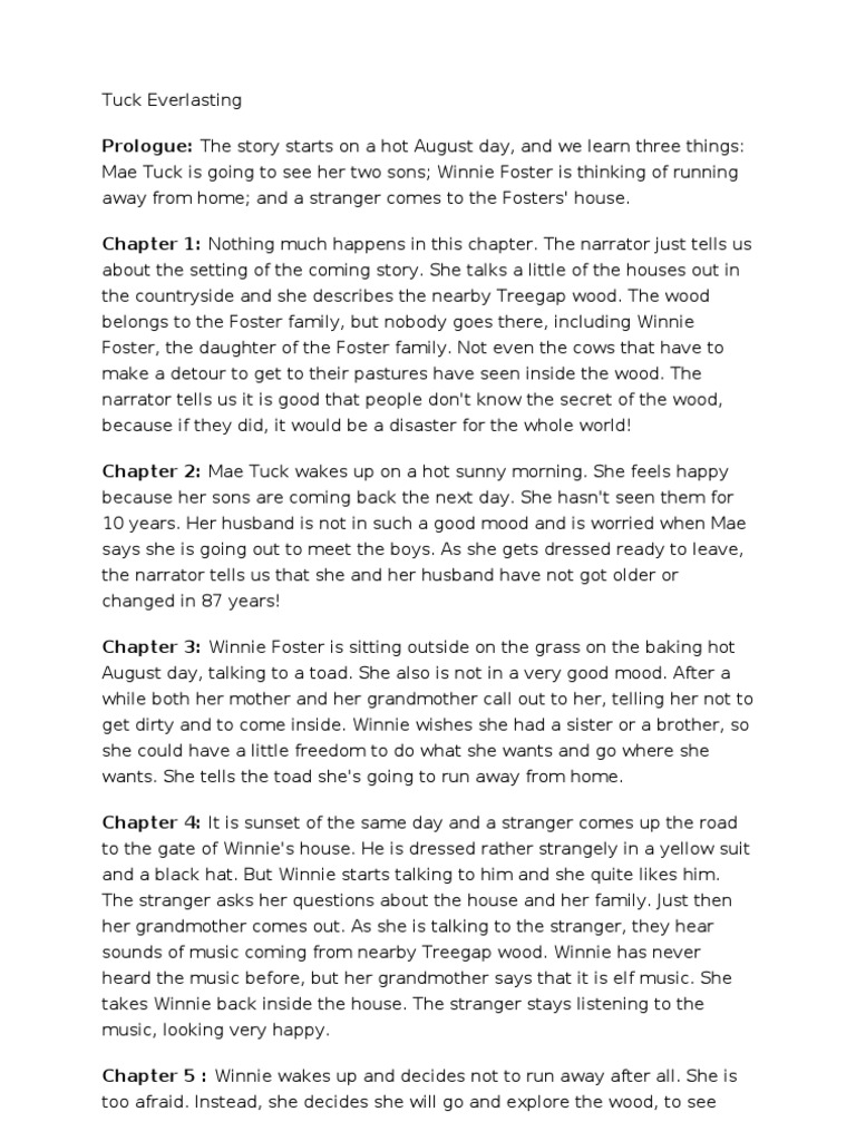 Tuck - Everlasting Summary | PDF