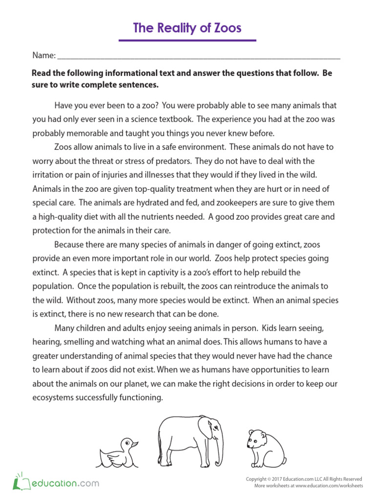 The Reality of Zoos Nonfiction Text | PDF | Zoo | Zoology