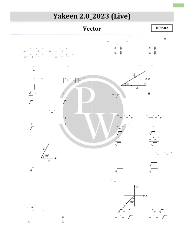 Vector - DPP 02 (Of Lec 03) - (Yakeen 2.0 2023 PW Stars) | PDF ...