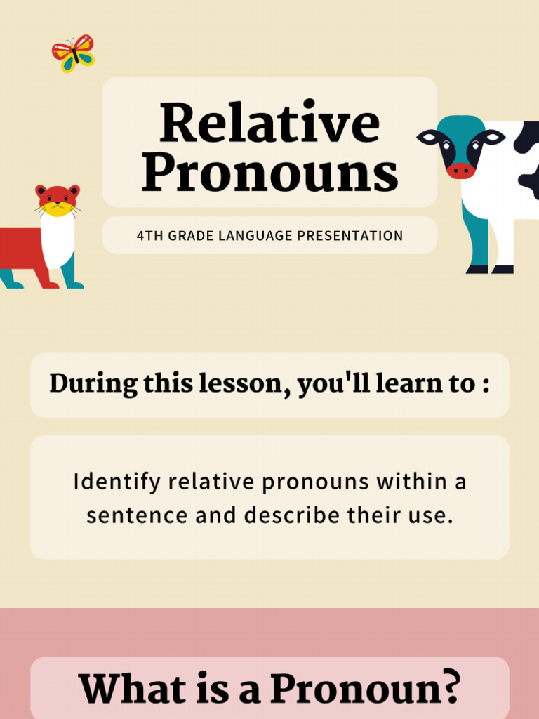 Relative Pronouns Educational Presentation in Colorful Playful Style | PDF