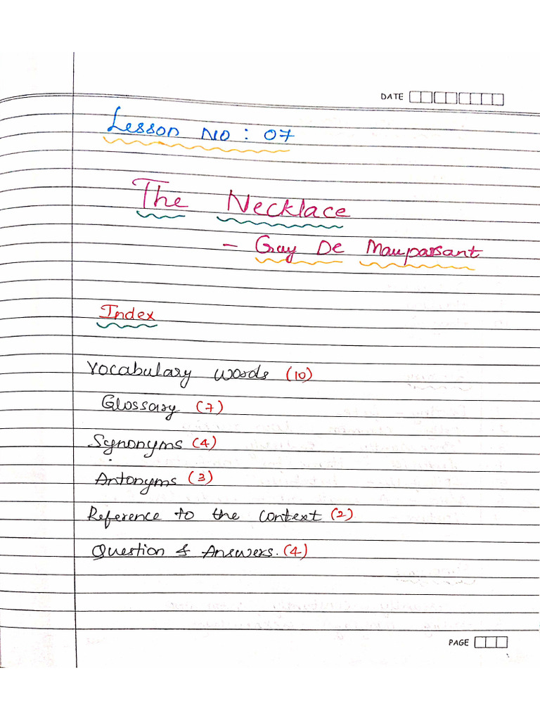 The Necklace Lesson Notes | PDF
