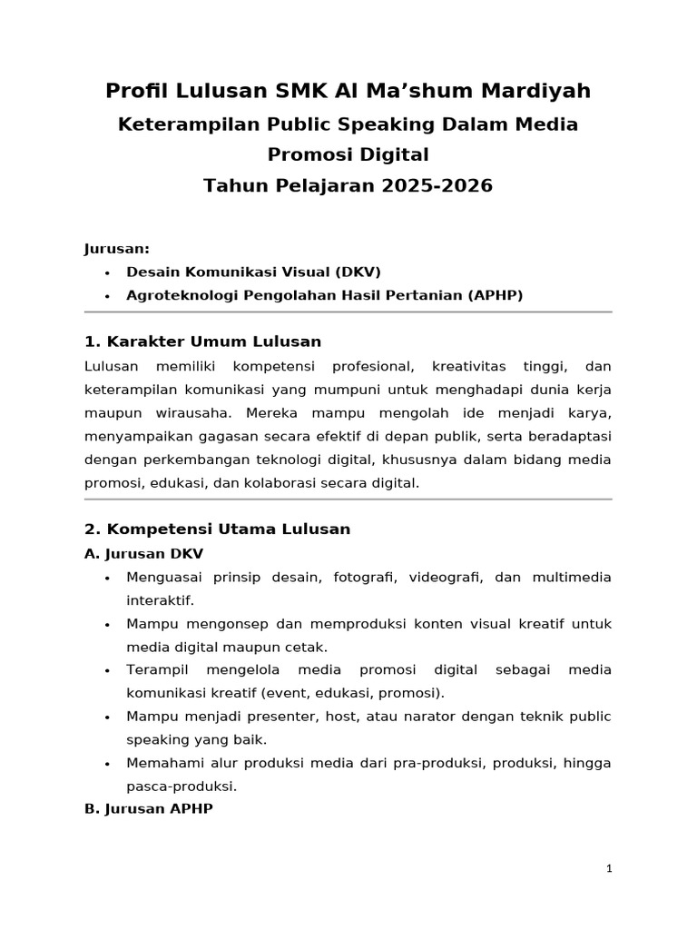 Profil Lulusan SMK DKV dan APHP 2026 | PDF