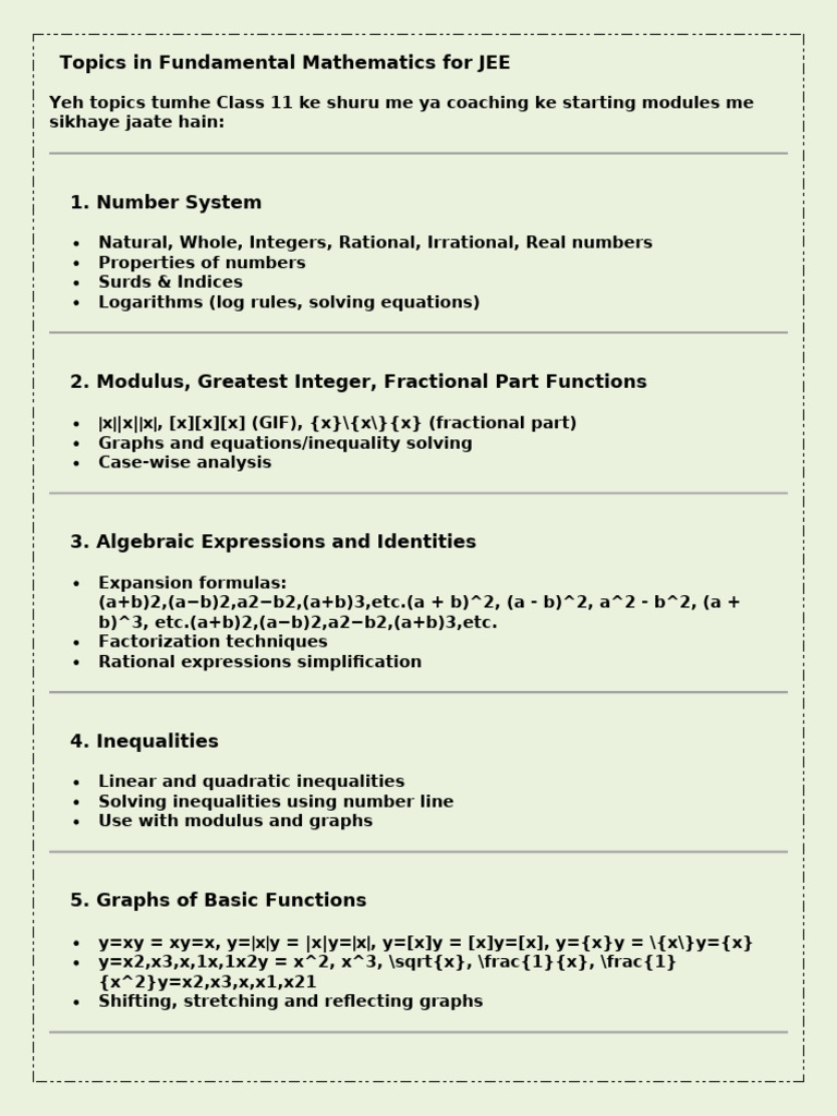 Fundamental Mathematics for JEE | PDF | Algebra | Function (Mathematics)