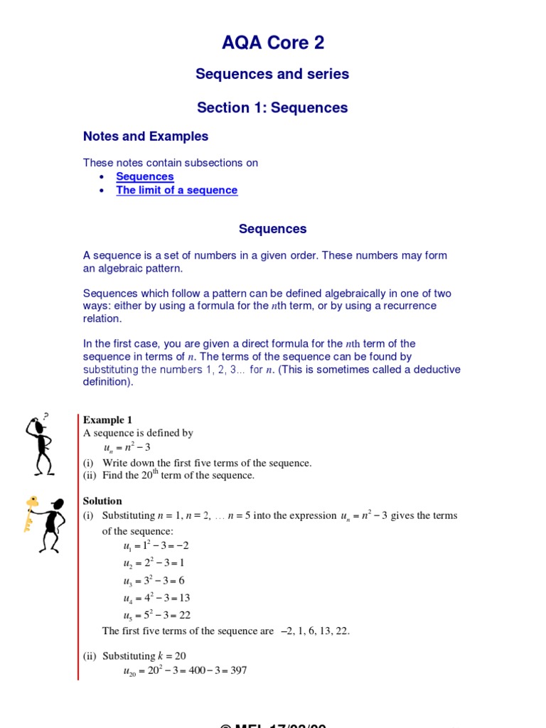 AQA Core 2: Sequences and Series Section 1: Sequences | PDF | Sequence | Recurrence Relation