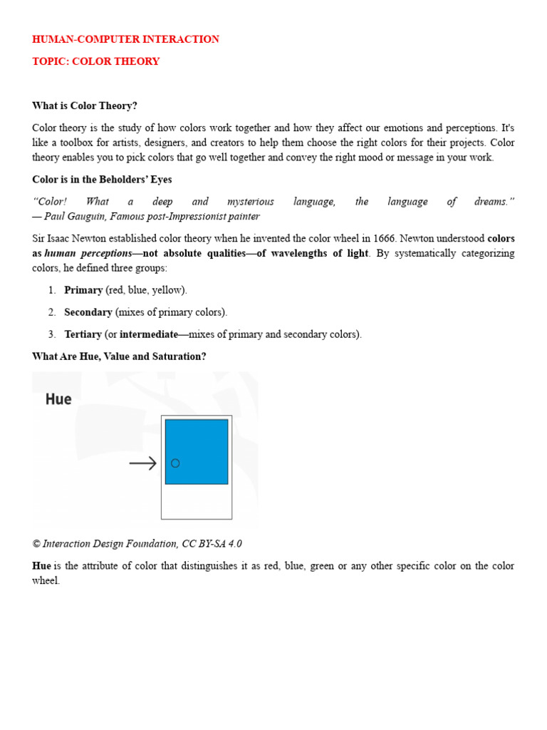 HCI - Color Theory | PDF | Color | Vision