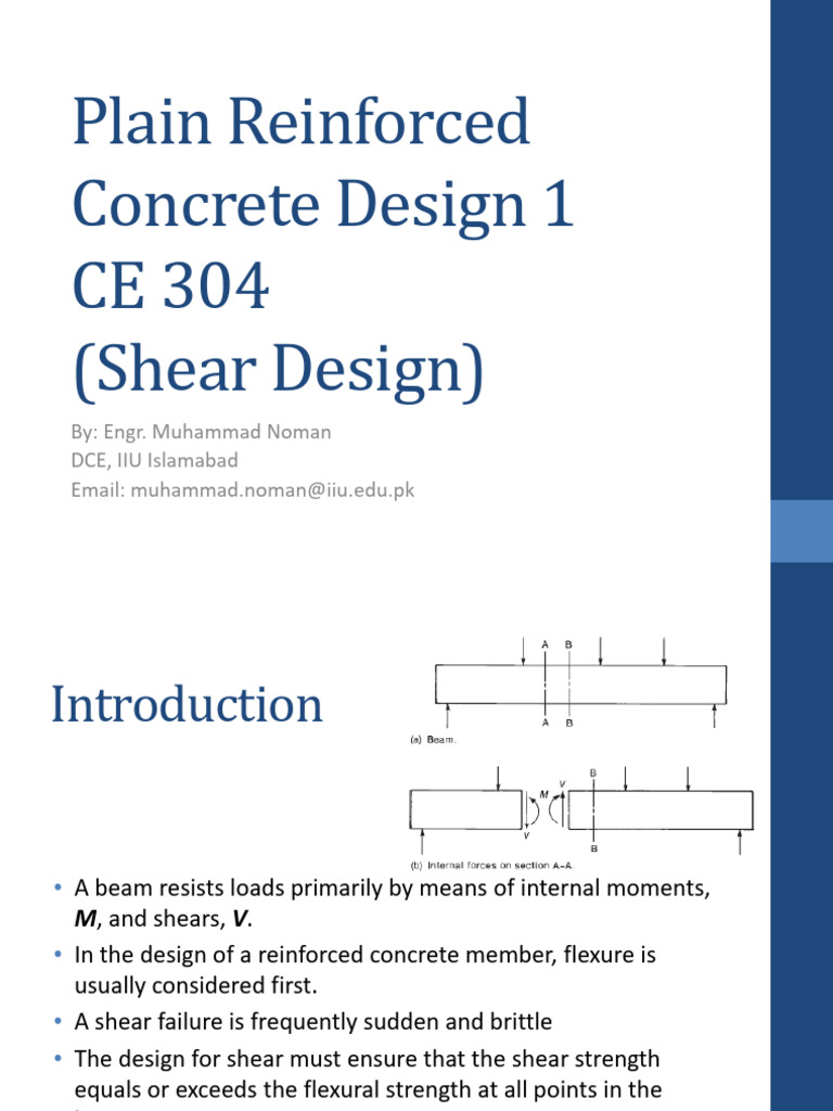 Shear Design in Reinforced Concrete | PDF | Beam (Structure) | Bending