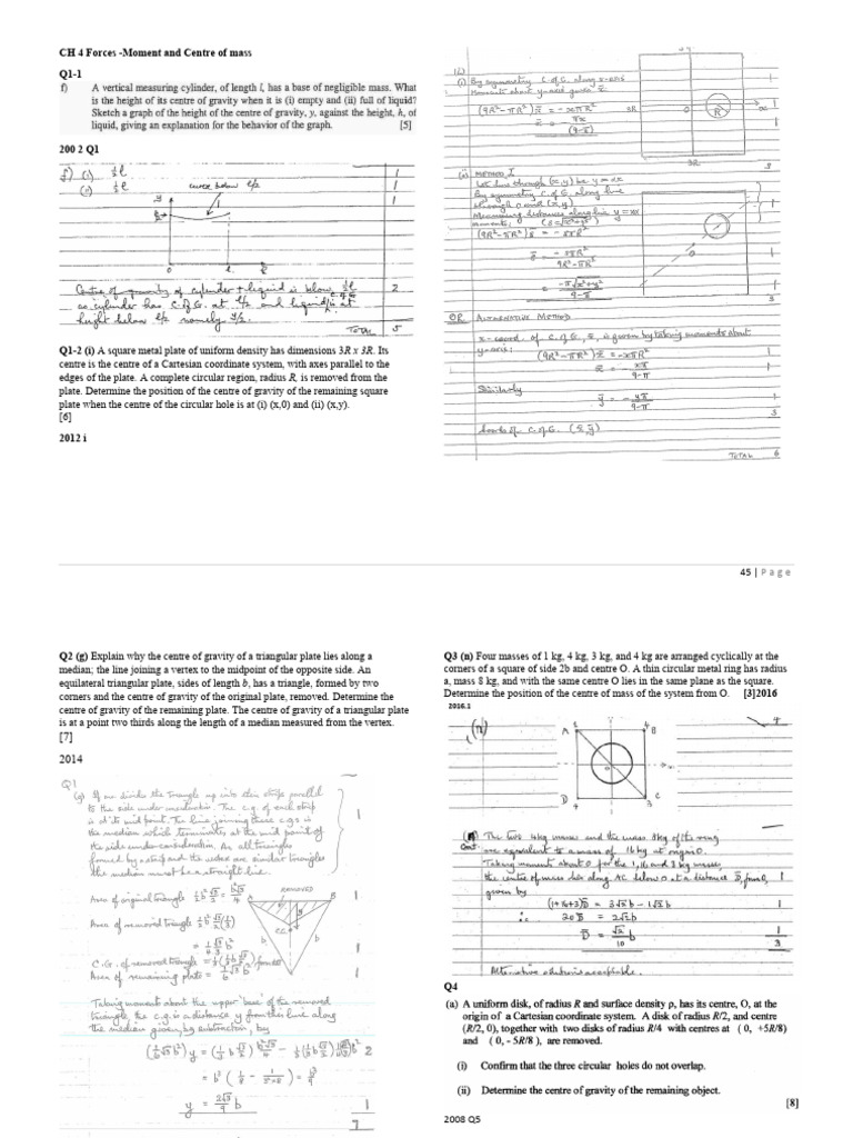 Centre of Mass and Gravity Calculations | PDF | Triangle | Mechanics