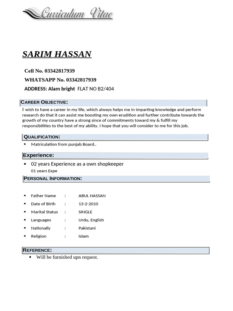 Sarim Hassan: Cell No. 03342817939 WHATSAPP No. 03342817939 | PDF