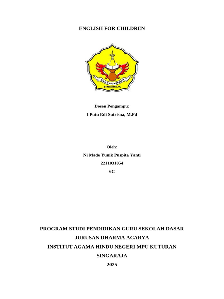 Modul Budiarsini - English For Children | PDF