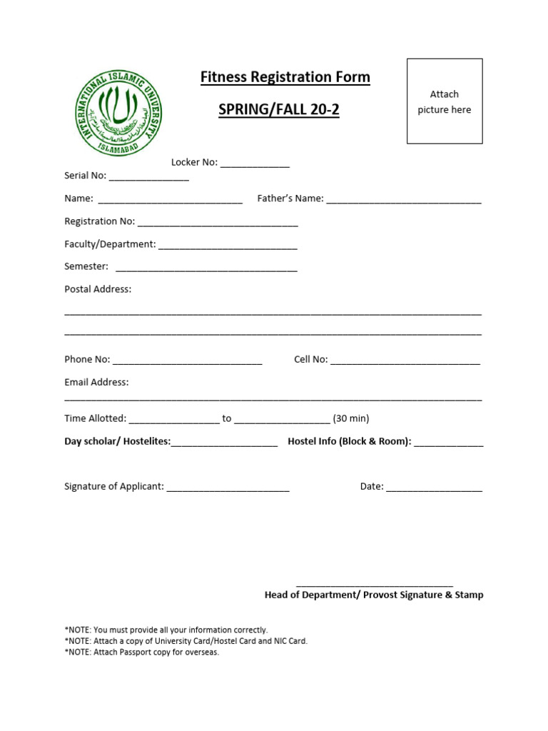 DSA F Gym Registration Form 20022023 | PDF