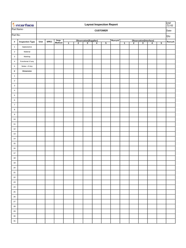 Layout Inspection Report Format | PDF