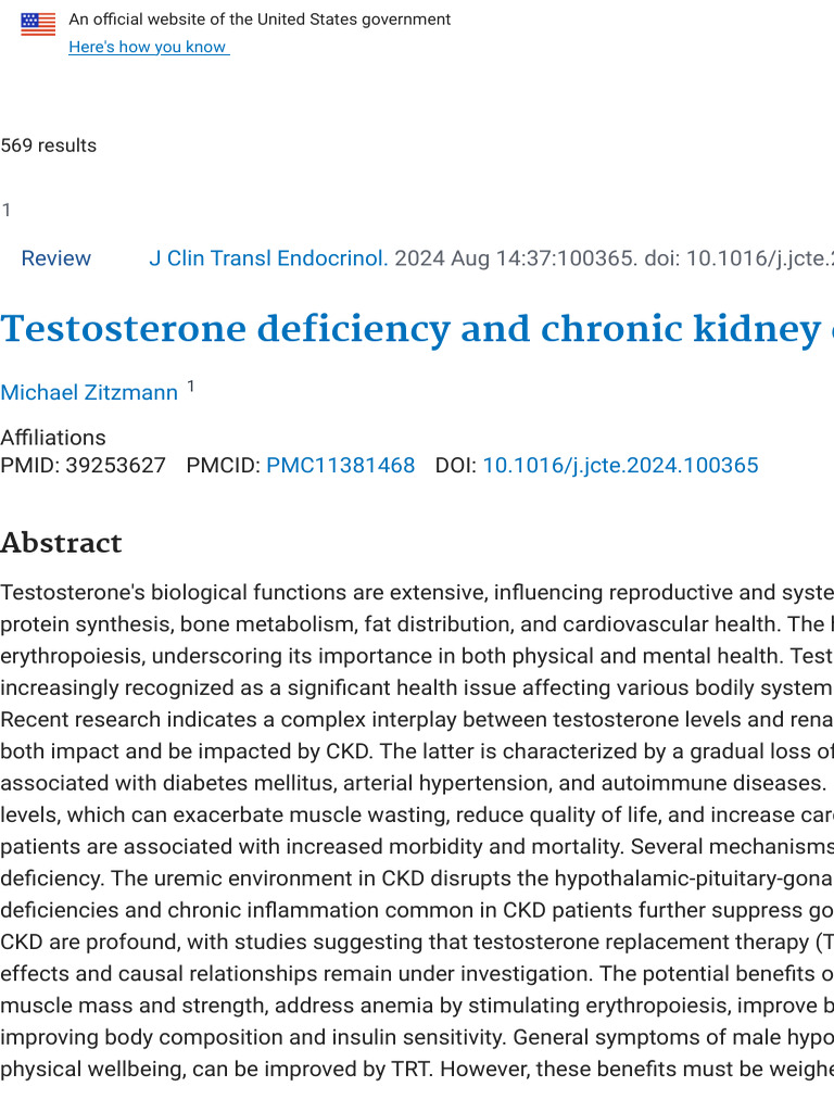 Testosterone and Chronic Kidney Disease | PDF | Chronic Kidney Disease ...