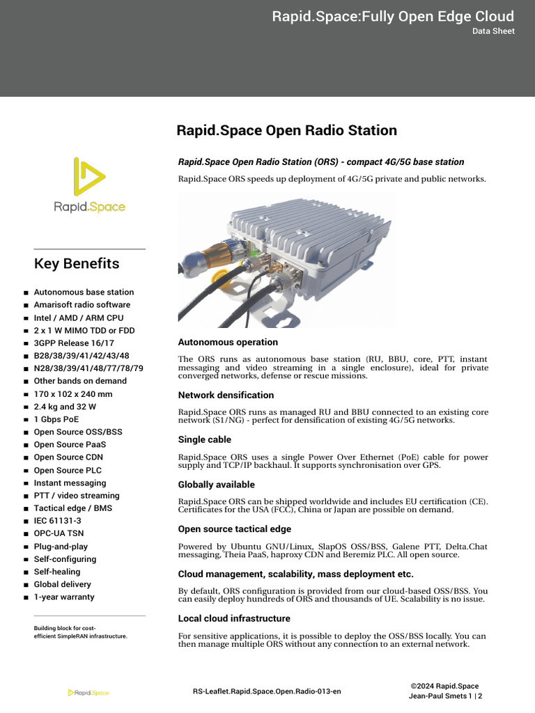 Rapid.Space Open Radio Station Overview | PDF | Lte (Telecommunication ...