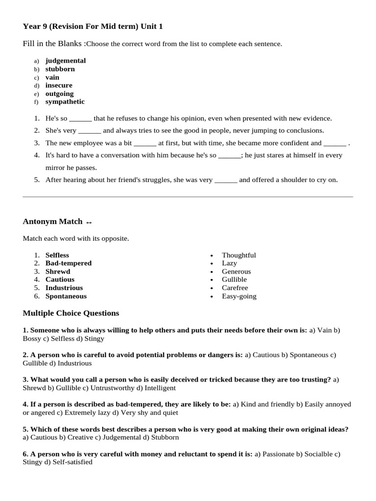 Year 9 Mid Term Revision English | PDF | Journalism