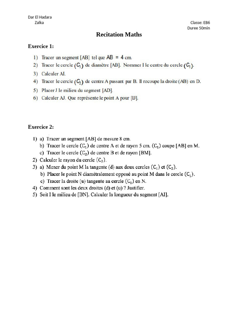 Recitation Maths Cercle 2025 | PDF
