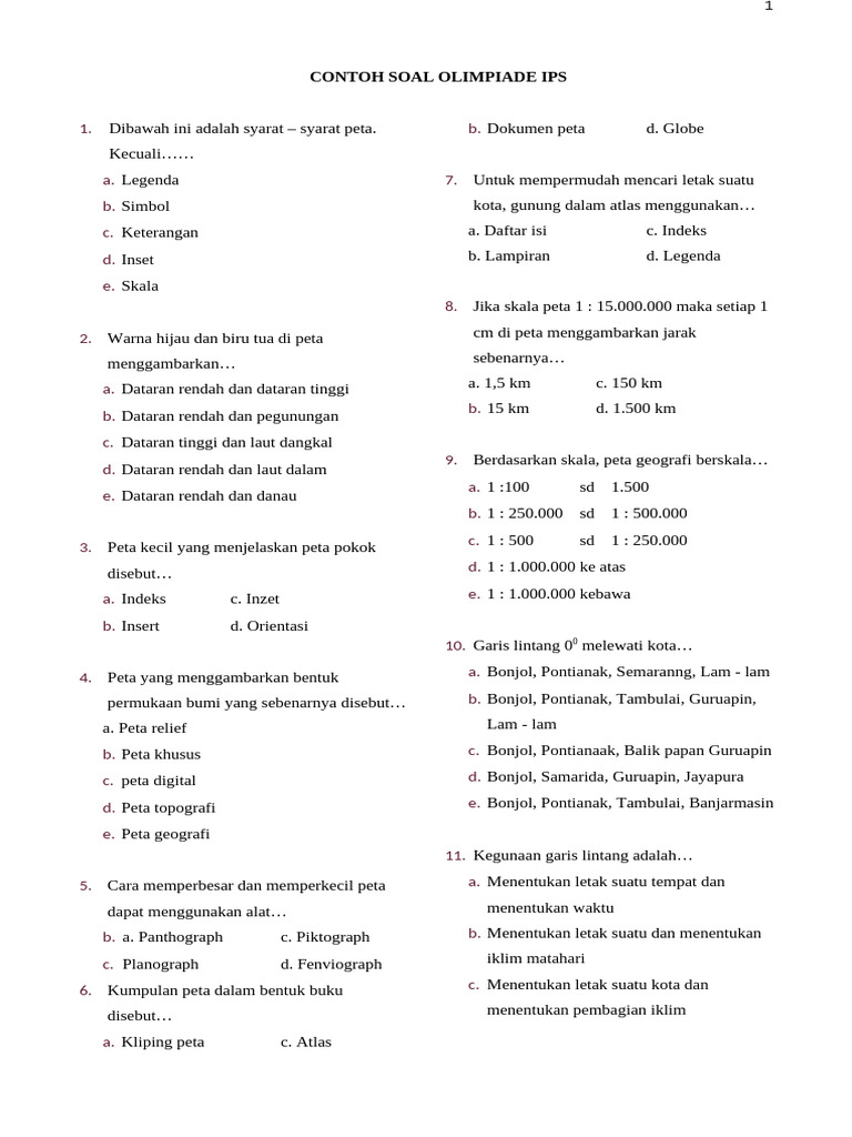 Soal Olimpiade Ips | PDF
