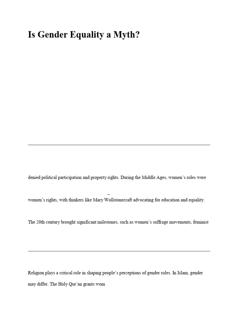 Gender Equality: Reality or Myth? | PDF | Gender Studies | Gender Equality
