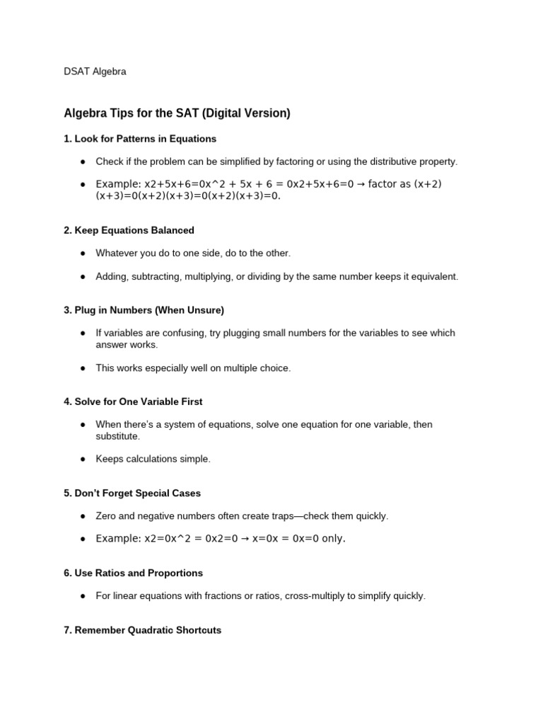 DSAT Algebra | PDF