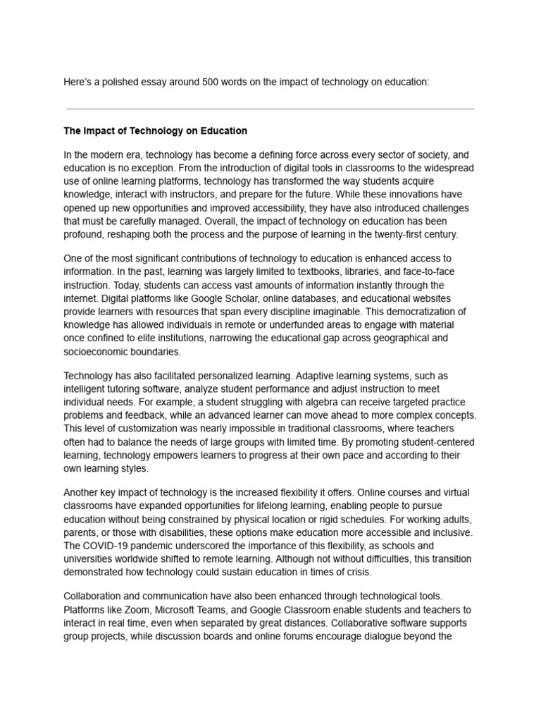 Technology's Transformative Role in Education | PDF | Educational ...