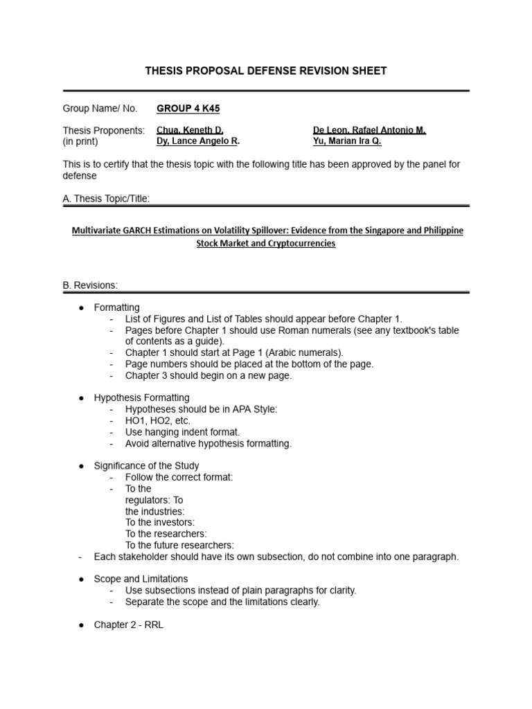 THSFMD1 K45 Thesis Proposal Defense Revision Sheet | PDF | Efficient ...