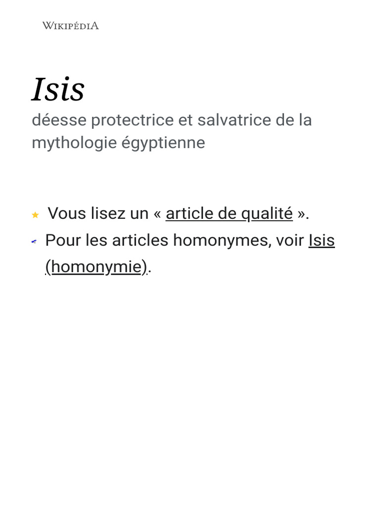 Déesse Isis : Mythologie et Culte Égyptien | PDF | Isis | Horus