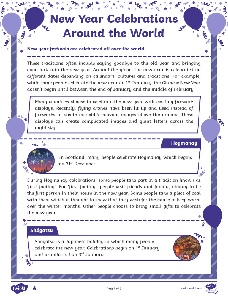 Global New Year Celebrations Explained | PDF | Ceremonies | Secular ...