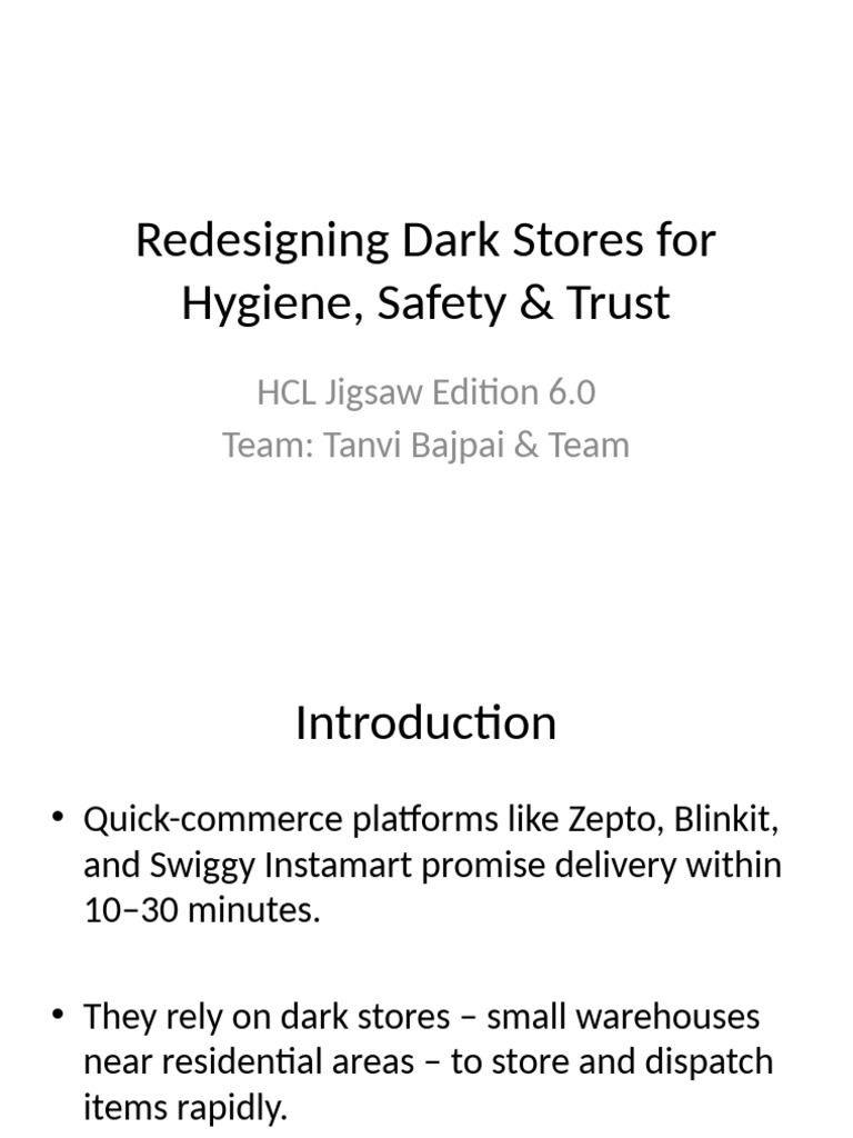 HCL Jigsaw Dark Store Case Study | PDF
