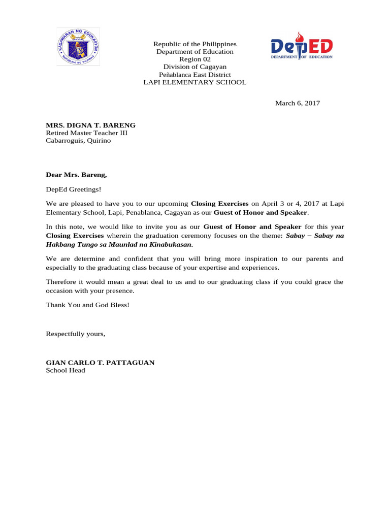 Letter For Guest Speaker | PDF