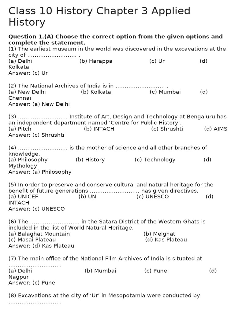 Class 10 History Chapter 3 Applied History | PDF | Cultural Heritage ...