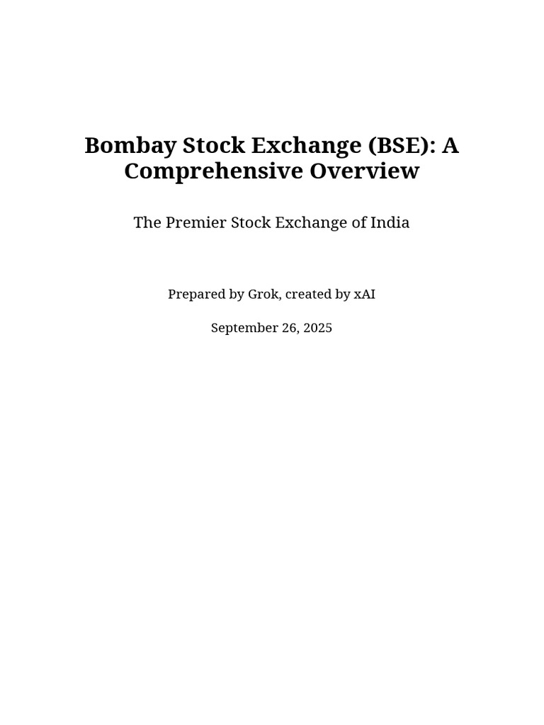 Bombay Stock Exchange (BSE) | PDF | Stock Exchange | Investing