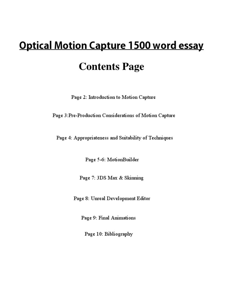 1500 Word Essay Optical-Mocap | Leisure | Digital & Social Media