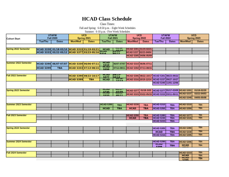 HCAD Class Schedule Fall 2022 | PDF