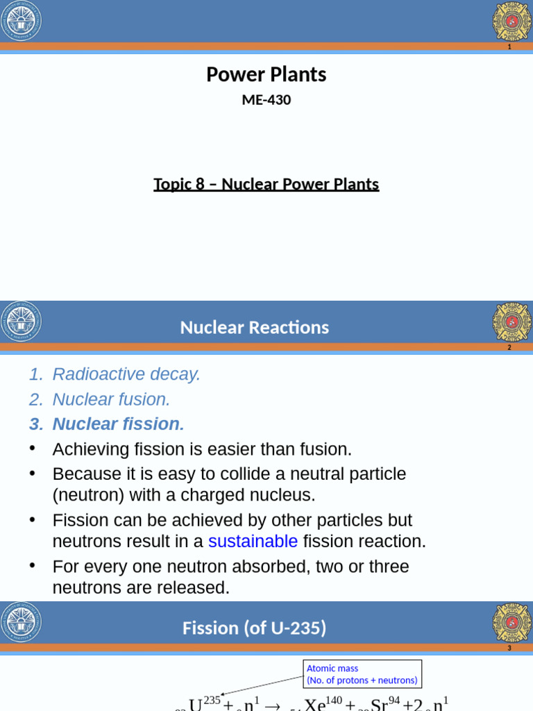 Topic 7 - Nuclear Power Plants | PDF | Nuclear Fission | Neutron