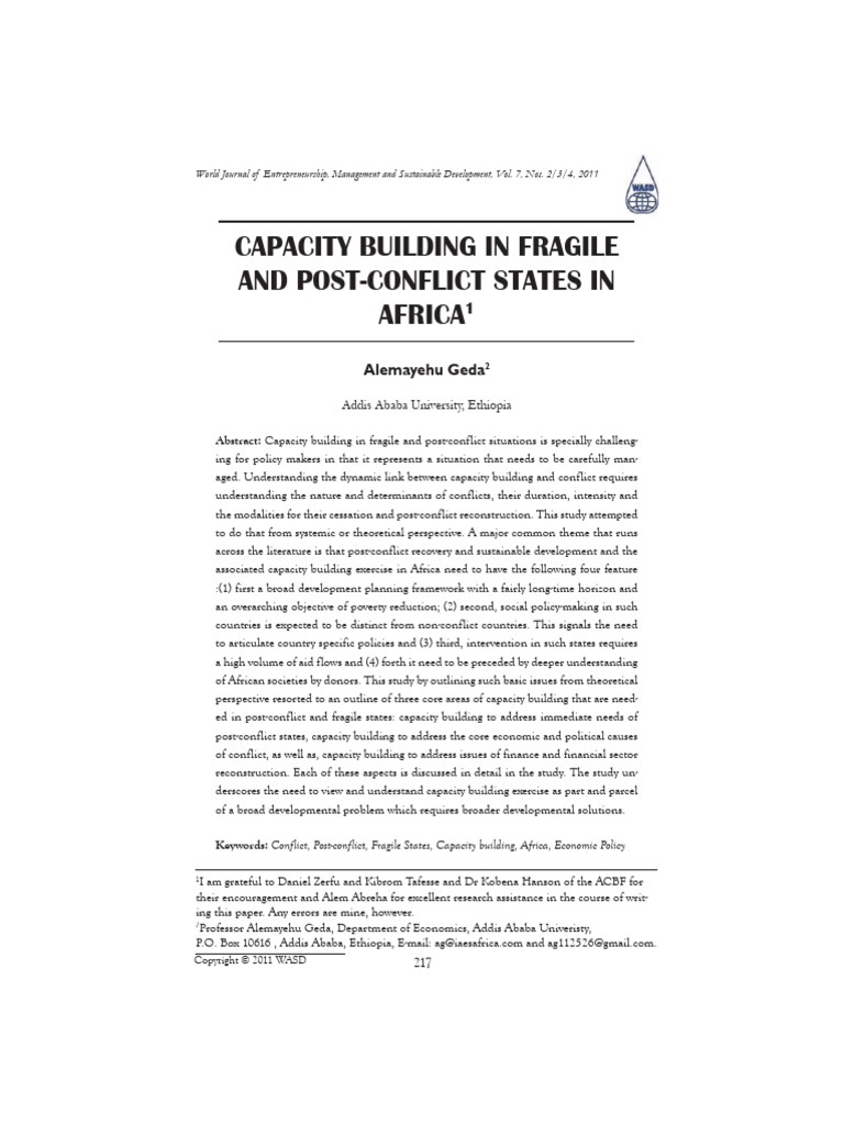 Capacity Building in Post-Conflict Africa | PDF | Capacity Building ...