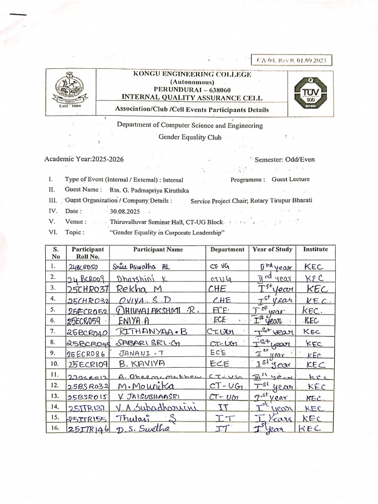 GEC GL Participants OD (30.08.2025) | PDF