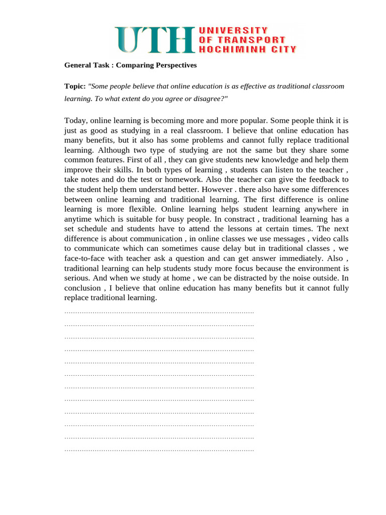 Online vs. Traditional Education Debate | PDF