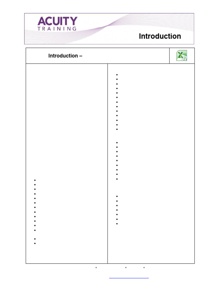 Acuity Training Excel Introduction | PDF | Microsoft Excel | Computing