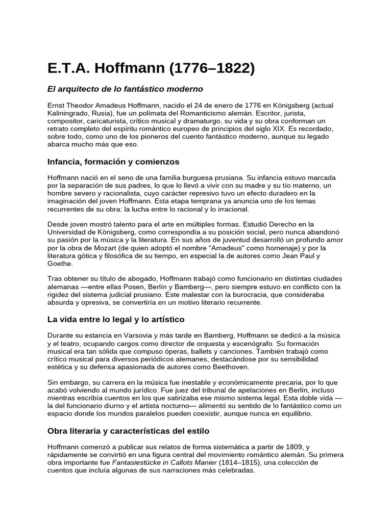 E.T.A. Hoffmann | PDF | ETA Hoffmann | Edgar Allan Poe