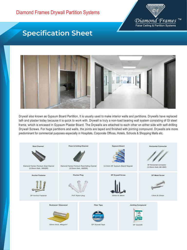 Diamond Frames Drywall Systems Guide | PDF | Drywall | Materials