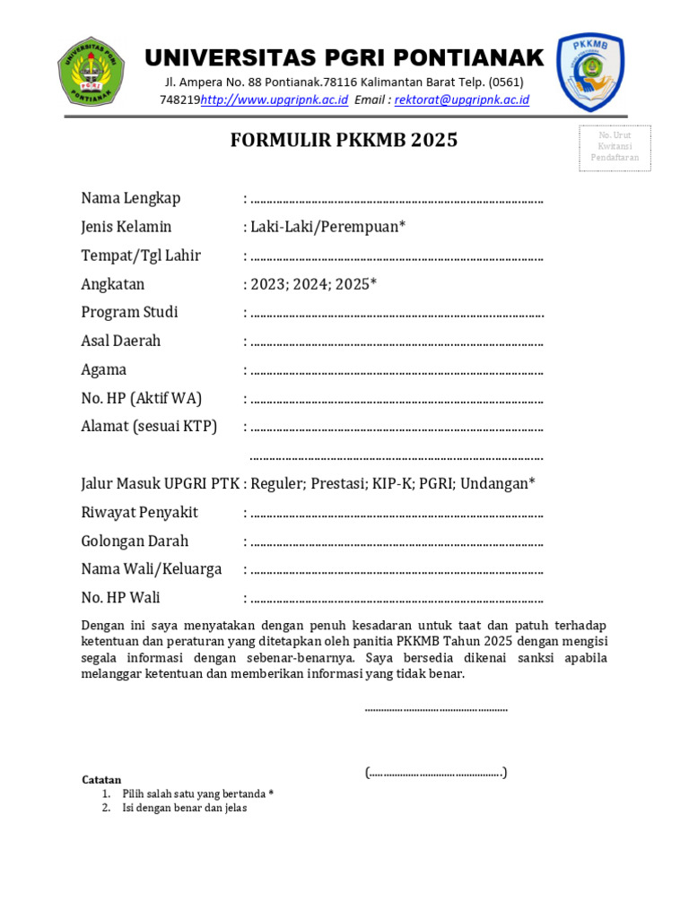 FORMULIR PKKMB 2025 | PDF