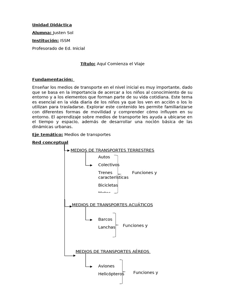 Uunidad Didactica Medios de Transportes | PDF | Transporte | Tren