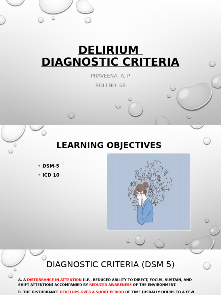 Delirium Diagnostic Criteria Overview | PDF | Attention Deficit ...