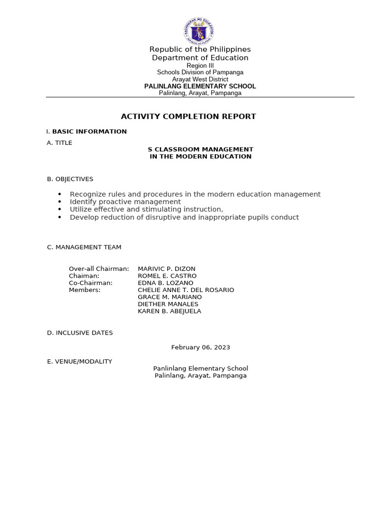 Acr Inset On Effective Classroom Management in Modern Education | PDF ...
