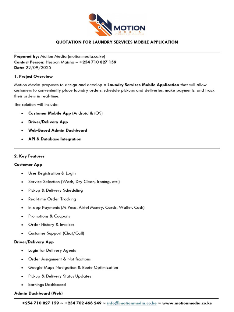 Quotation For Laundry Services Mobile Application | PDF | Mobile App | Android (Operating System)