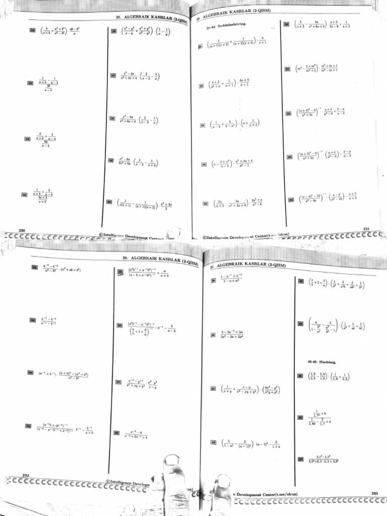 Algebraik Kasrlar (2-Qism - 20250902 | PDF