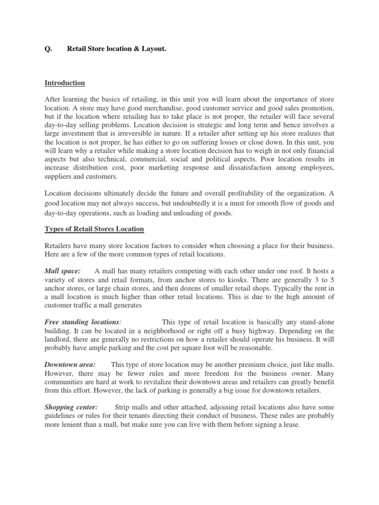 Retail Location and Layout | PDF | Shopping Mall | Retail