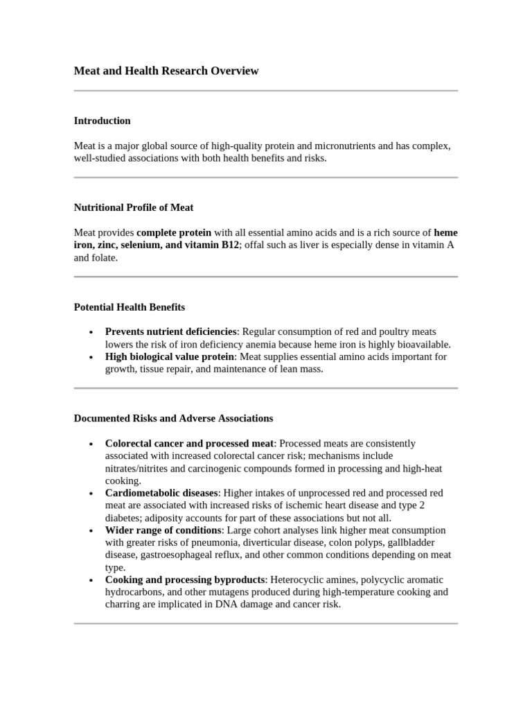 Meat and Health Research Overview | PDF | Meat | Cooking